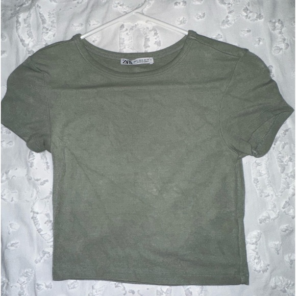 Zara | Tops | Zara Sage Green Soft Crop Top | Poshmark